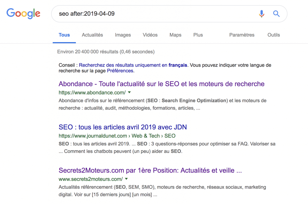 Nouvelle syntaxe Google : Before: et After: - Abondance