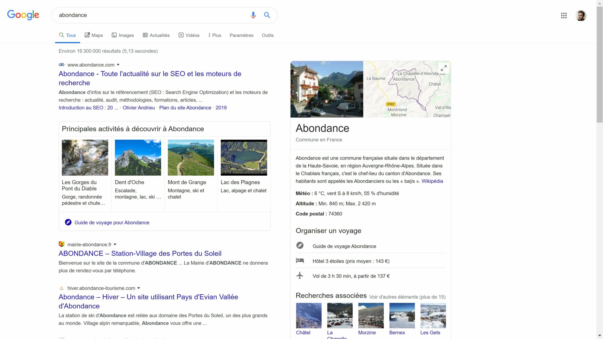 Nouvelle page de résultats pour Google France - Abondance