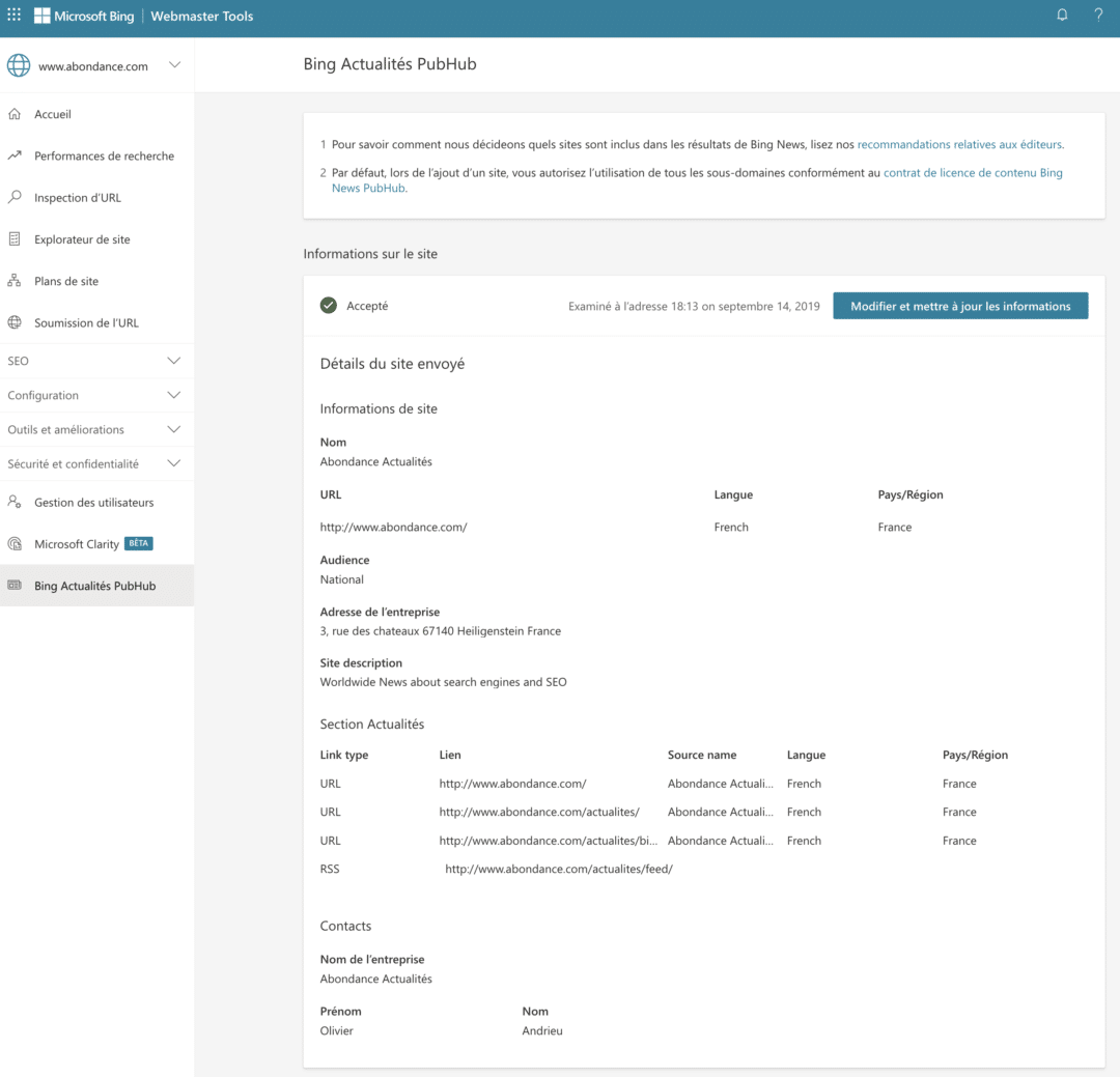 L'outil Bing News PubHub intègre les Bing Webmaster Tools - Abondance