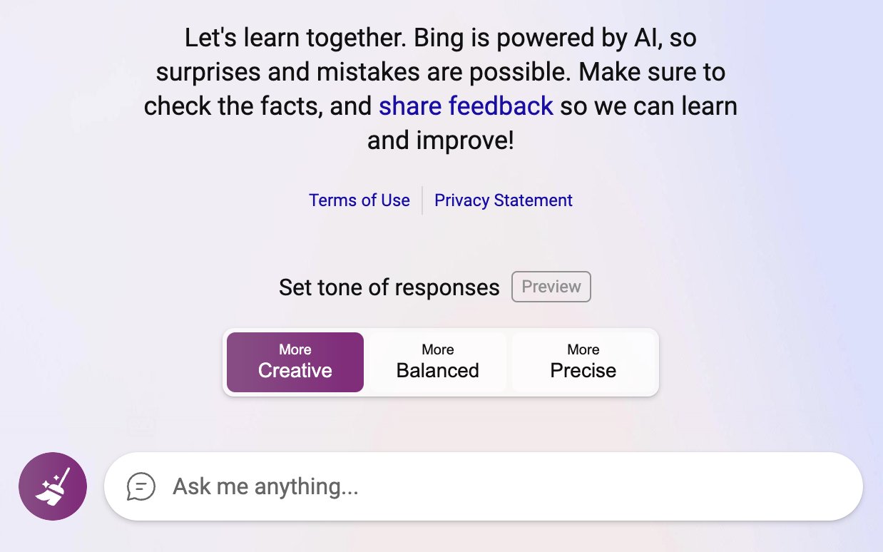 Bing AI Chat propose de paramétrer le ton des réponses - Abondance